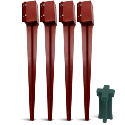 Set of 4 Steel Fence Post Spikes (75 x 75 x 750 mm) with Driving Tool ...