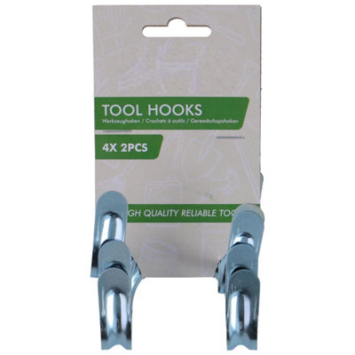 Set of 4 Tool Hooks for Wall Storage - Space-Saving Metal Utility ...