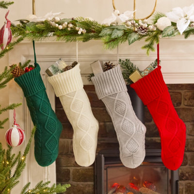 Set of 4 Traditioanl Mix-Match Chunky Knit Christmas Xmas Gift ...