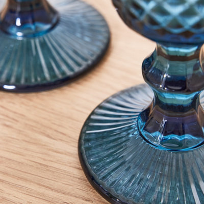 Set of 4 Vintage Luxury Blue Embossed Diamond Drinking Wine Glass Wine ...