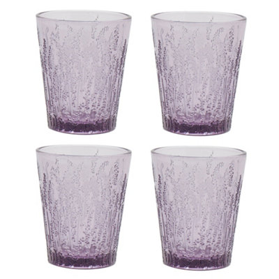 Set of 4 Vintage Luxury Lavender Embossed Drinking Glass Tumblers ...