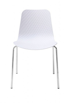 Set of 4 White Stackable Textured Chairs with Chromed Legs | DIY at B&Q