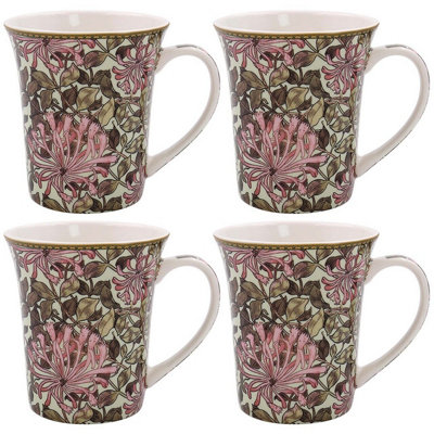 Set of 4 William Morris Honeysuckle Mugs in Gift Box - Dishwasher Safe ...