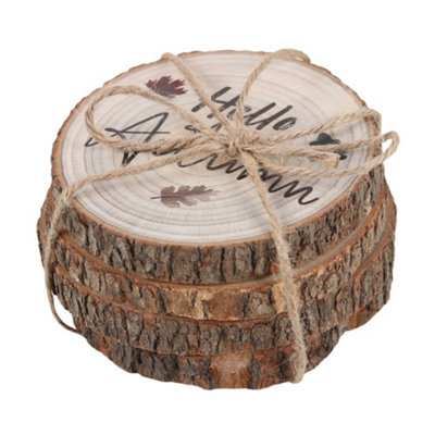 Set of 4 Wooden Autumn Themed Drink Coasters