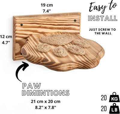 Set of 4 Wooden Cat Wall Shelves 21 x 20 cm Paw-Shaped Climbing Steps ...