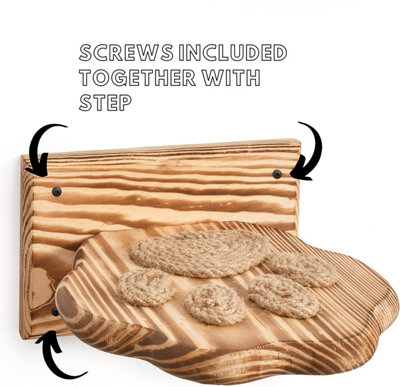 Set of 4 Wooden Cat Wall Shelves 21 x 20 cm Paw-Shaped Climbing Steps ...