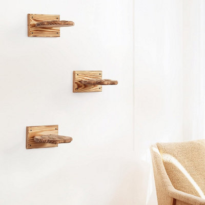 Set of 4 Wooden Cat Wall Shelves 21 x 20 cm Paw-Shaped Climbing Steps ...
