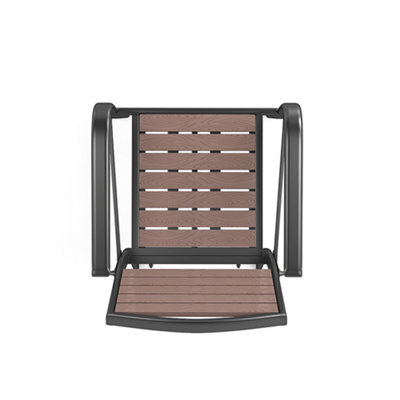 Set of 4 WPC Outdoor Garden Chairs Patio Dining Armchairs Brown 89 cm