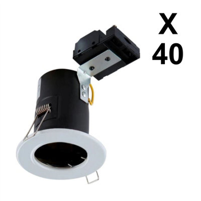 SET OF 40 X WHITE FIXED GU10 FIRE RATED RECESSED DOWNLIGHTS