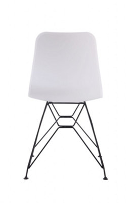 Set of 4pcs textured white dining chairs with creative metal legs