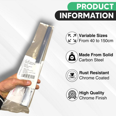 Set of 4x 80cm Oval Chrome Wardrobe Rail Clothes Hanging Hanger Pole ...