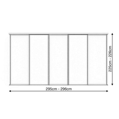 Set of 5 Cashmere Grey Sliding Wardrobe Door Kit in Silver Frame ...