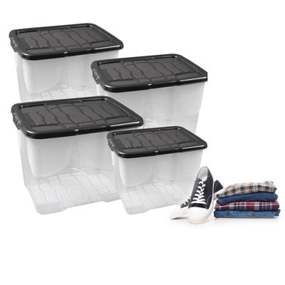 Set Of 5 Lightweight Home Office Large 24L Clear Storage Containers ...