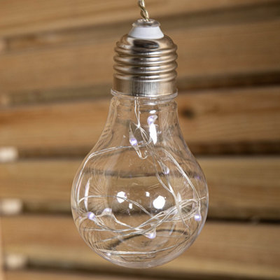 Set of 5 Premier Battery Edison Bulbs with 40 Cool White Pin Wire LEDs ...