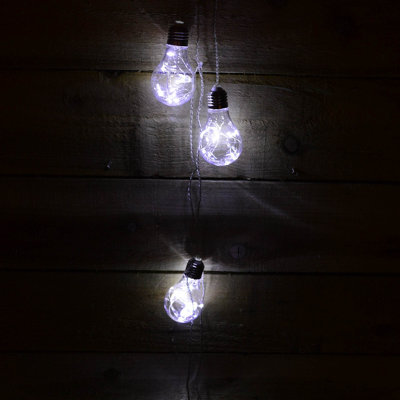 Set of 5 Premier Battery Edison Bulbs with 40 Cool White Pin Wire LEDs ...