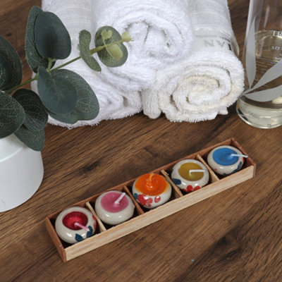 Set of 5 Scented Candles With Small Round Shaped Holders by Laeto ...
