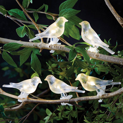 Set of 5 Solar White Dove Lights Clip On Garden Decoration