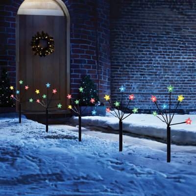 Set of 5 Star Branch Path Lights, Multicoloured, Battery Operated, 30 ...