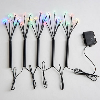 Set of 5 Star Branch Path Lights, Multicoloured, Battery Operated, 30 ...