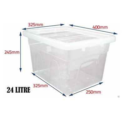Set of 5 Transparent Clear Plastic Storage Box Boxes Lid Home Stackable ...