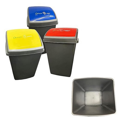 Set of 6 - 2 x Red 2 x Yellow & 2 x Blue Grey 50 Litre Plastic ...