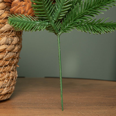 Set of 6 20cm Christmas Pick Decoration with Red Berries and Pinecones