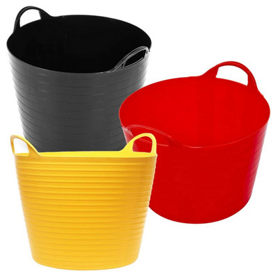 Set Of 6 Assorted Coloured 40L Flexible Strong Plastic Tubs Ideal For ...