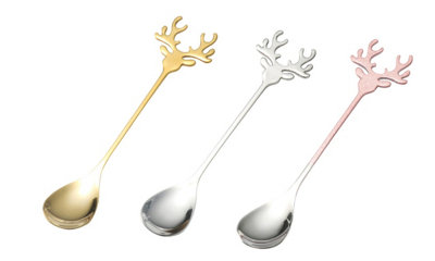 Set of 6 Christmas Reindeer Stainless Steel Coffee Spoon