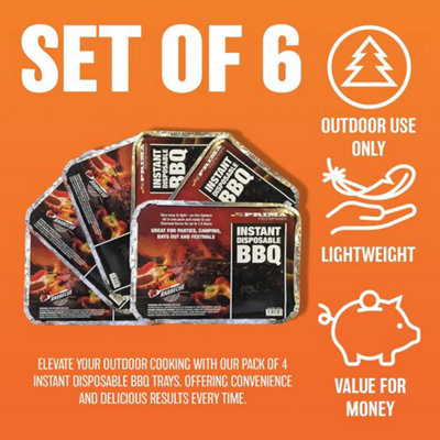 Set Of 6 Disposable BBQ Instant Grill Charcoal - Disposable Outdoor ...