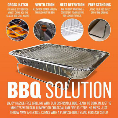 Set Of 6 Disposable BBQ Instant Grill Charcoal - Disposable Outdoor ...