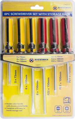 Set Of 6 Double Colour Screwdriver Tool Set Diy Home Tool Slotted ...