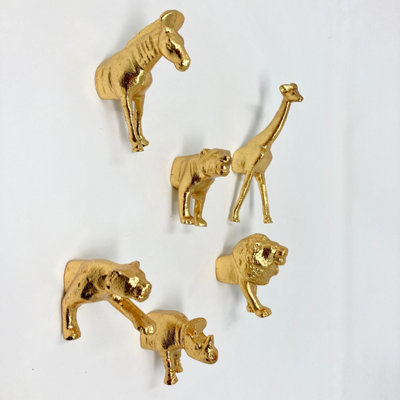 Set of 6 Gold Safari Metal Knobs