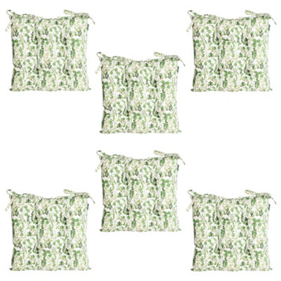 Set of 6 Green Leaf Print Outdoor Garden Furniture Chair Seat Pads (L ...