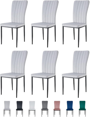 Set of 6 High back Dining Chairs Velvet Fabric Kitchen Dining Seating ...