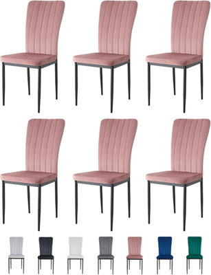 Set of 6 High back Dining Chairs Velvet Fabric Kitchen Dining Seating ...