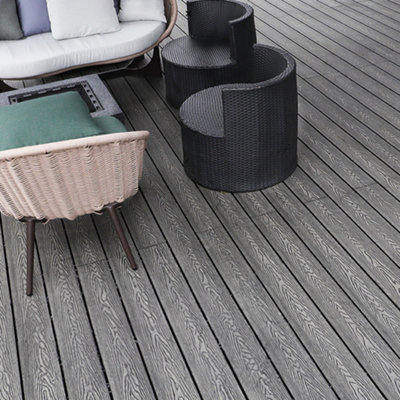 Set of 6 Interlocking Wood Grain Composite Garden Deck Tile Patio Floor ...
