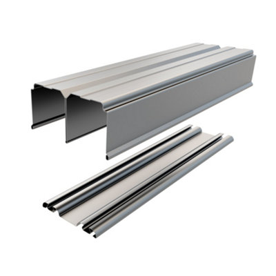 Set of 6 Light & Dark Grey Sliding Wardrobe Door Kit, Silver Frame & Tracks, Opening Height (H ...