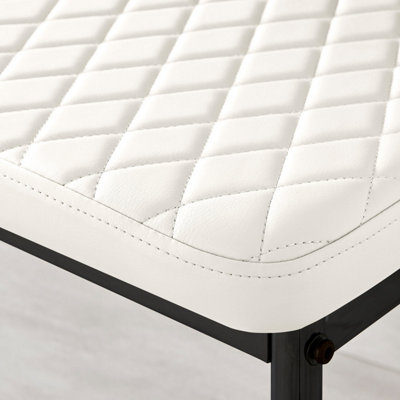 Set of 6 Milan White High Back Soft Touch Diamond Pattern Faux Leather ...