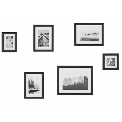 Set of 6 Photo Frames ZINARE Landscape Black