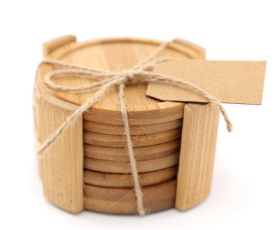 Set Of 6 Round Bamboo Coasters