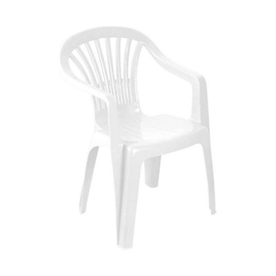 Set of 6 White Plastic Low Back Stackable Garden Chairs Durable ...