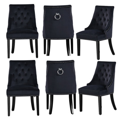 Set of 6 Windsor Knocker Back Dining Chairs Velvet Dining Room Chair ...