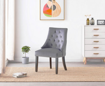 Set of 6 Windsor Knocker Back Dining Chairs Velvet Dining Room Chair ...