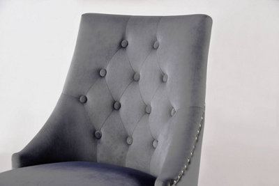 Set of 6 Windsor Knocker Back Dining Chairs Velvet Dining Room Chair ...