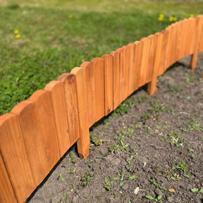 Set of 6 Wooden Lawn Edging Log Roll Style Panels (400cm x 20cm)