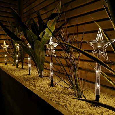 Set of 8 Battery Operated LED Multi Coloured Star Path Lights Christmas ...