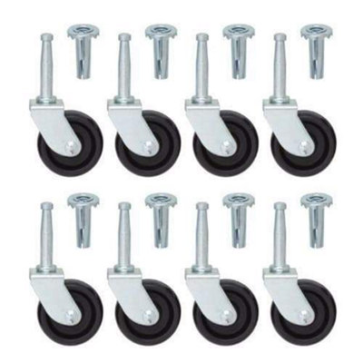 Set of 8 Bed Castor Wheels With Inserts | DIY at B&Q