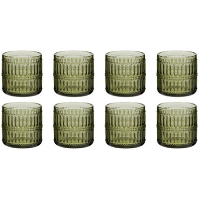 Set of 8 Luxury Green Short Drinking Glass Tumblers Wedding Decorations ...