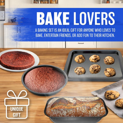 Set Of 8 Non Stick Baking Tray Pan Set Muffin Oven Roasting Bakeware ...