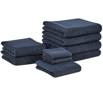 Set of 9 Towels MITIARO Terry Cotton Dark Blue